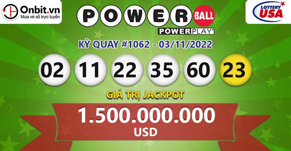 Cập nhật kết quả xổ số Mỹ U.S PowerBall hôm nay ngày 03/11/2022